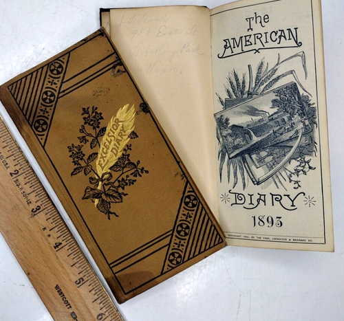 Pair of Antique 1890 & 1893 Pocket Diary Books w Calendars, Handwritten ...