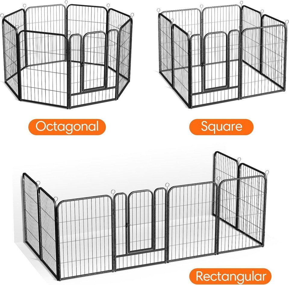 Large Dog Pen Indoor Outdoor 8 Panel Dog Puppy Play Heavy Duty Grey ...