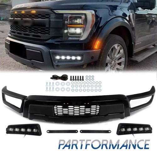 Front Bumper Kits For 2021 2022 2023 Ford F150 F-150 Raptor Style W/LED ...