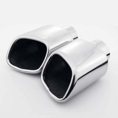 Stainless Steel Exhaust Tips 2.25" Inlet Dual Square Out 7" Long Slant ...