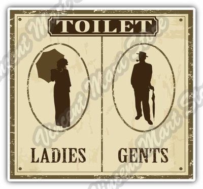 Vintage Toilet Sign Restroom WC Retro Car Bumper Vinyl Sticker Decal 5 ...