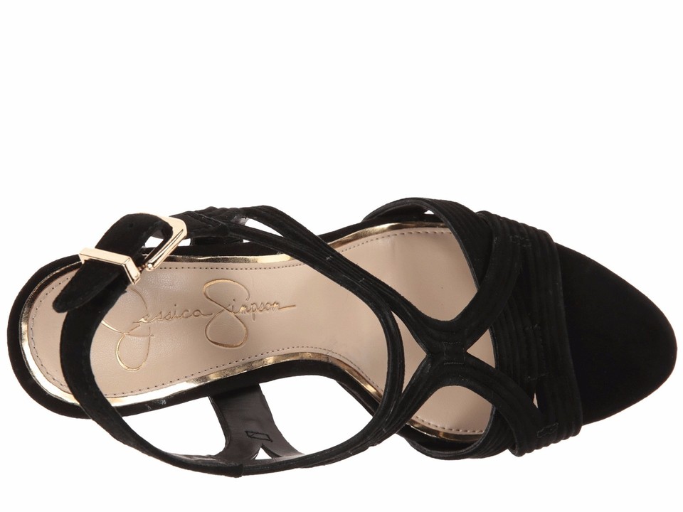 Jessica Simpson Salemm Caged Sandal Heels Black Lux Kid Suede Women ...