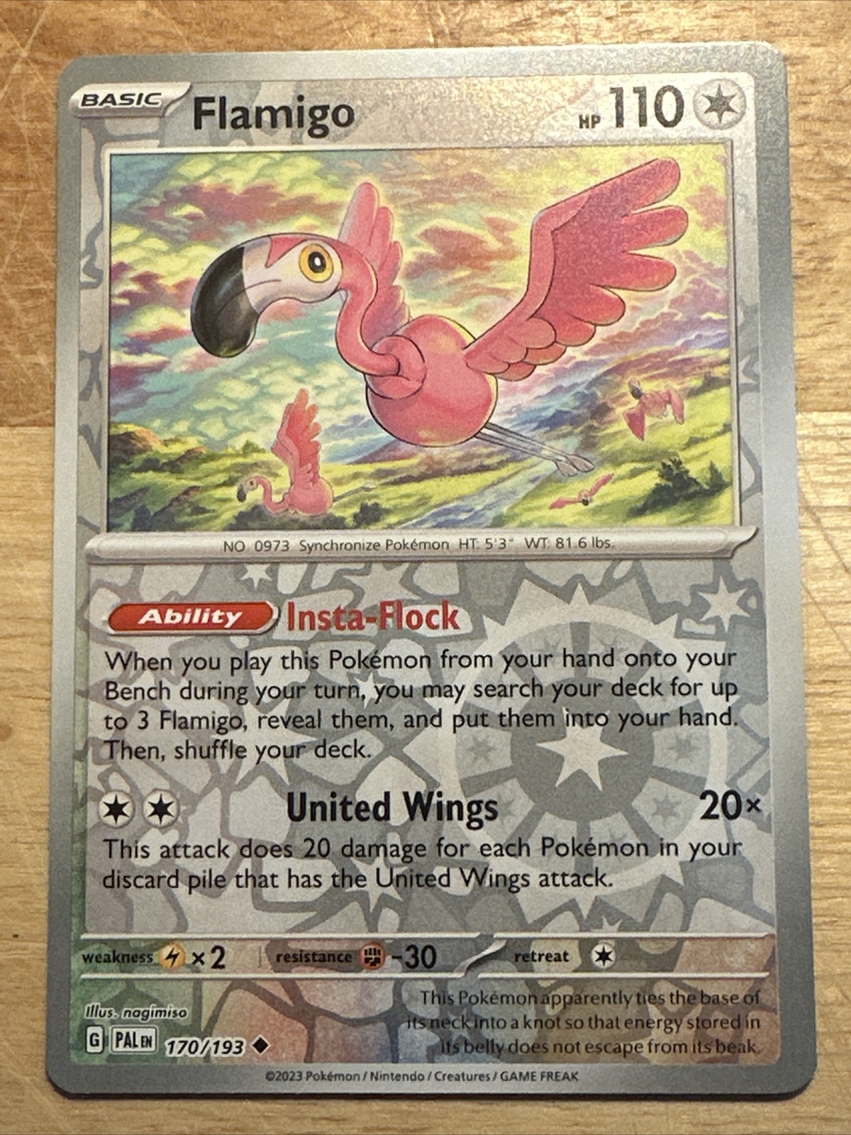 Flamigo - 170/193 - Reverse Holo - Paldea Evolved PAL - NM/M - Pokemon ...