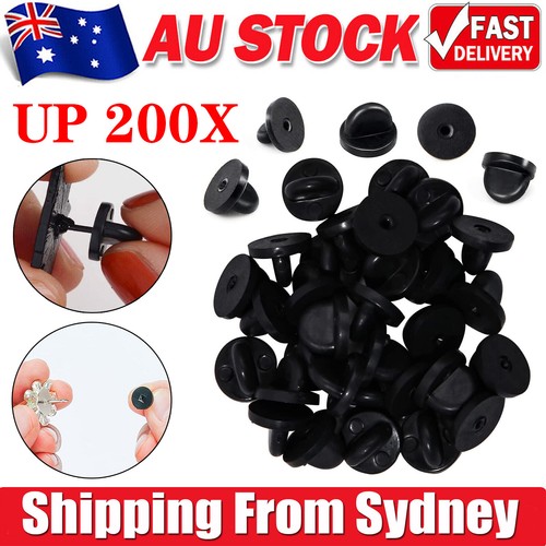 UP 200PCS PVC Black Rubber Pin Backs Lapel Backing ButterflyTie Tack ...
