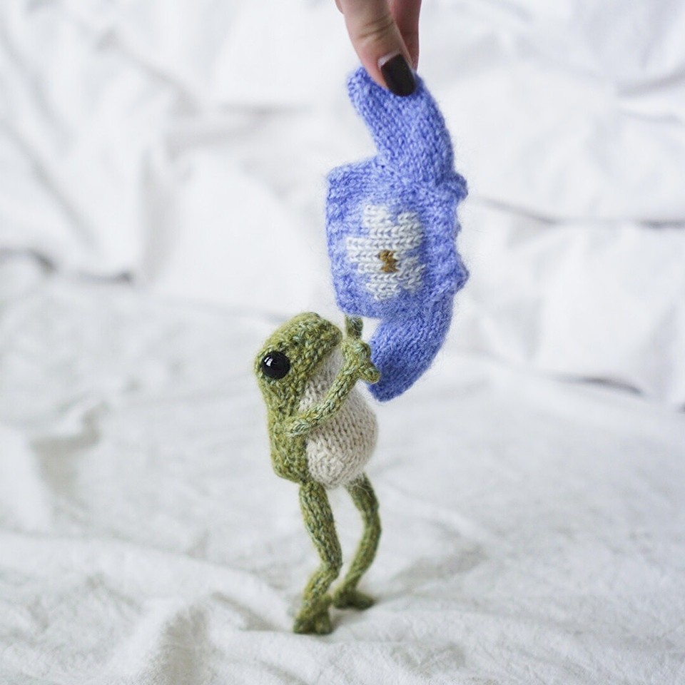 Little Frog KNITTING KIT to knit Five Frogs - Claire Garland Dot ...