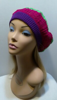 Pink purple green blue thin Fashion Beret Beanie CROCHET French art CAP ...