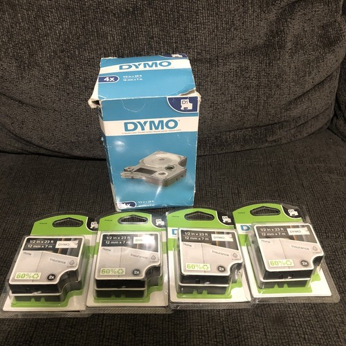 DYMO D1 Standard Label Black-On-White Tape 4X Pack of 2 Item 1926208 1/ ...