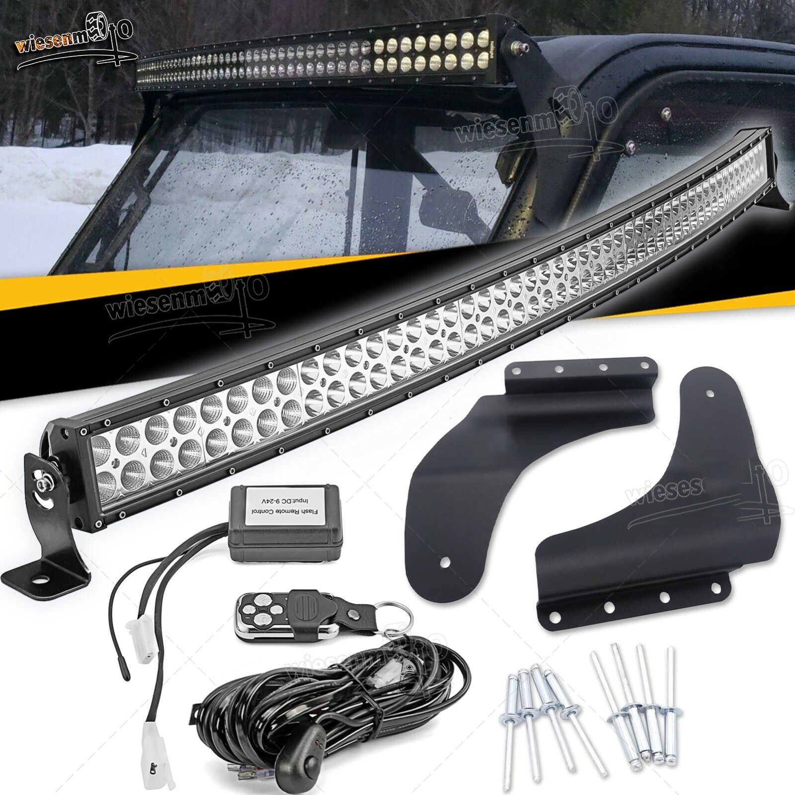 Roof 50'' Curved Light Bar Mount Kits Fit Polaris Ranger XP900/1000 Pro ...