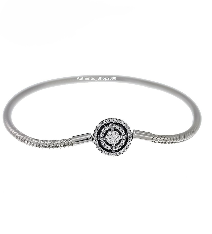NEW 100% Authentic PANDORA 925 Silver Halo Snake Chain Charm Bracelet ...