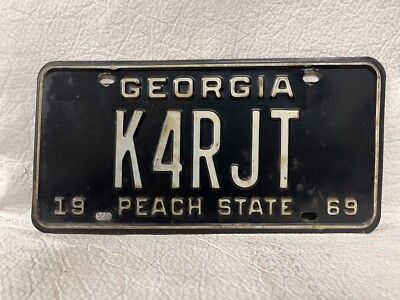 Vintage 1969 Georgia Amateur Radio License Plate ~ K4RJT | eBay