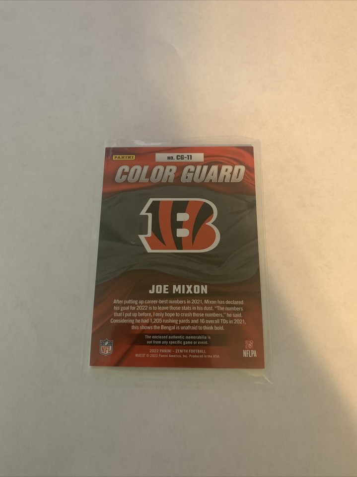 2022 Panini Zenith Football Joe Mixon Color Guard Patch Cincinnati ...