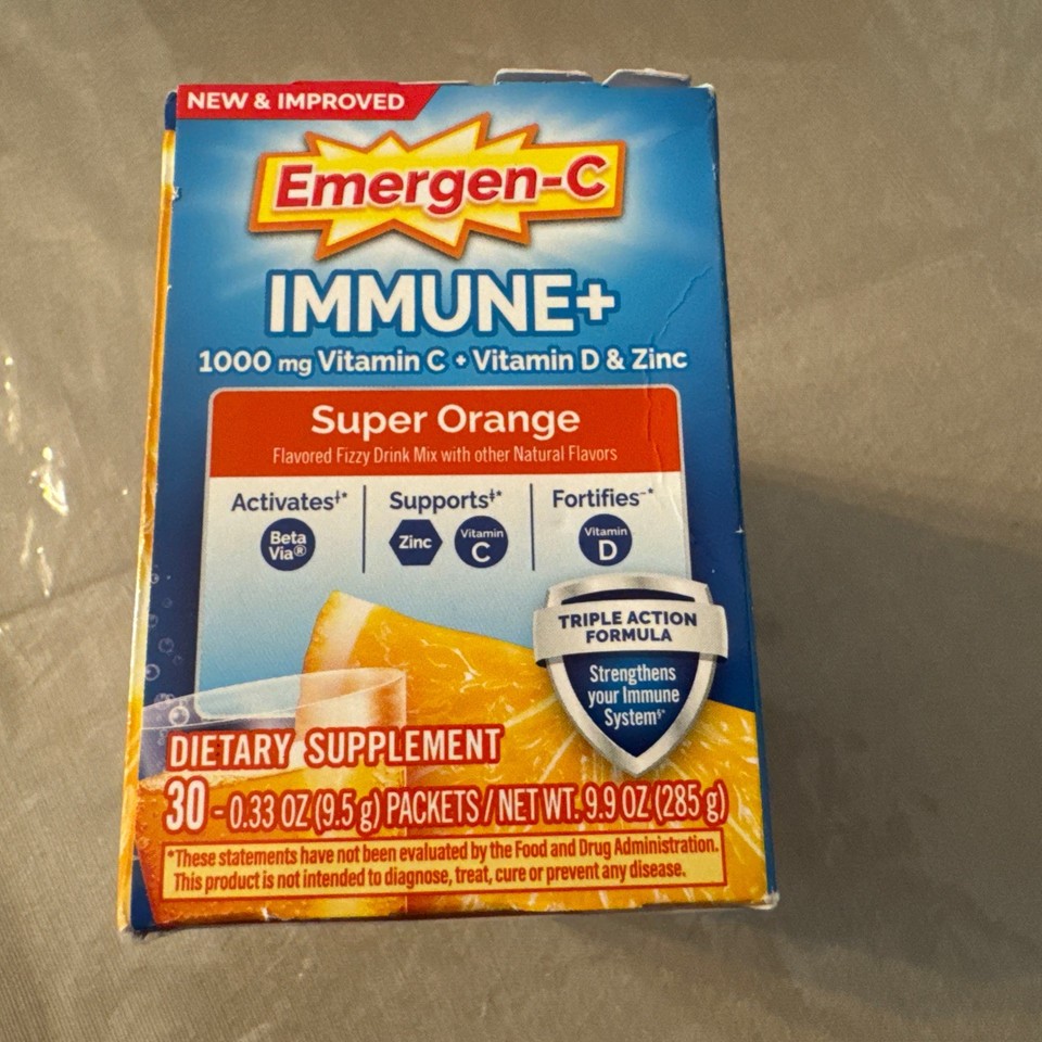 6 Emergen-C Immune + Vit. C, D & Zinc Super ORANGE 180 TOTAL packets ...