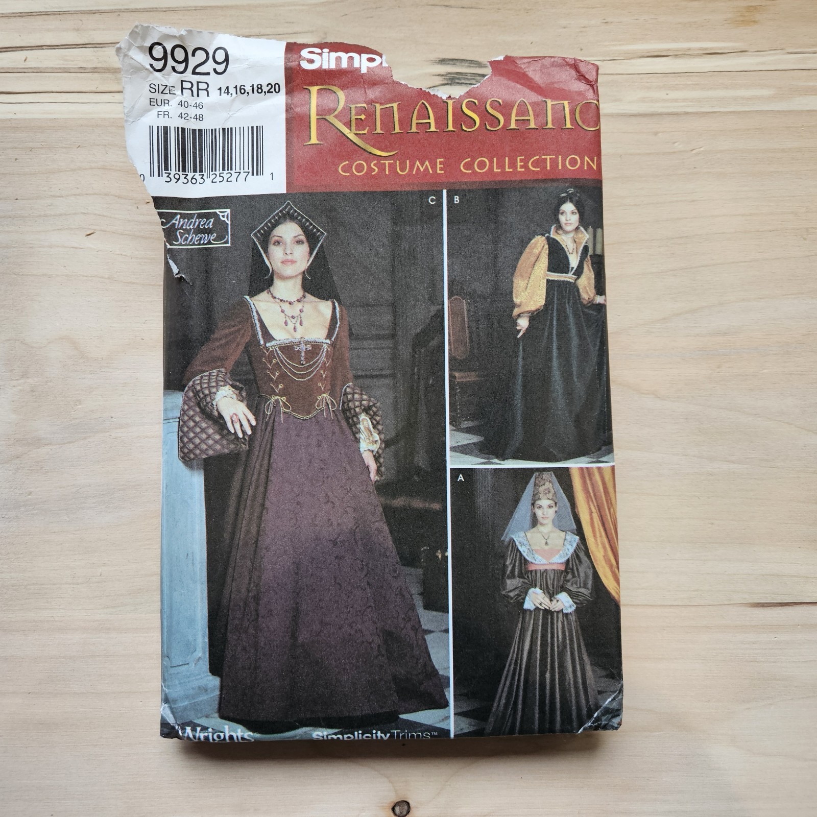 Simplicity Renaissance Costume 9929 Collection Gown Uncut Pattern Hats ...