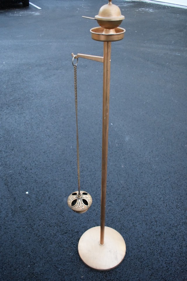 Older Used Censer Stand with Censer, Boat and Spoon, Bronze (#926 ...