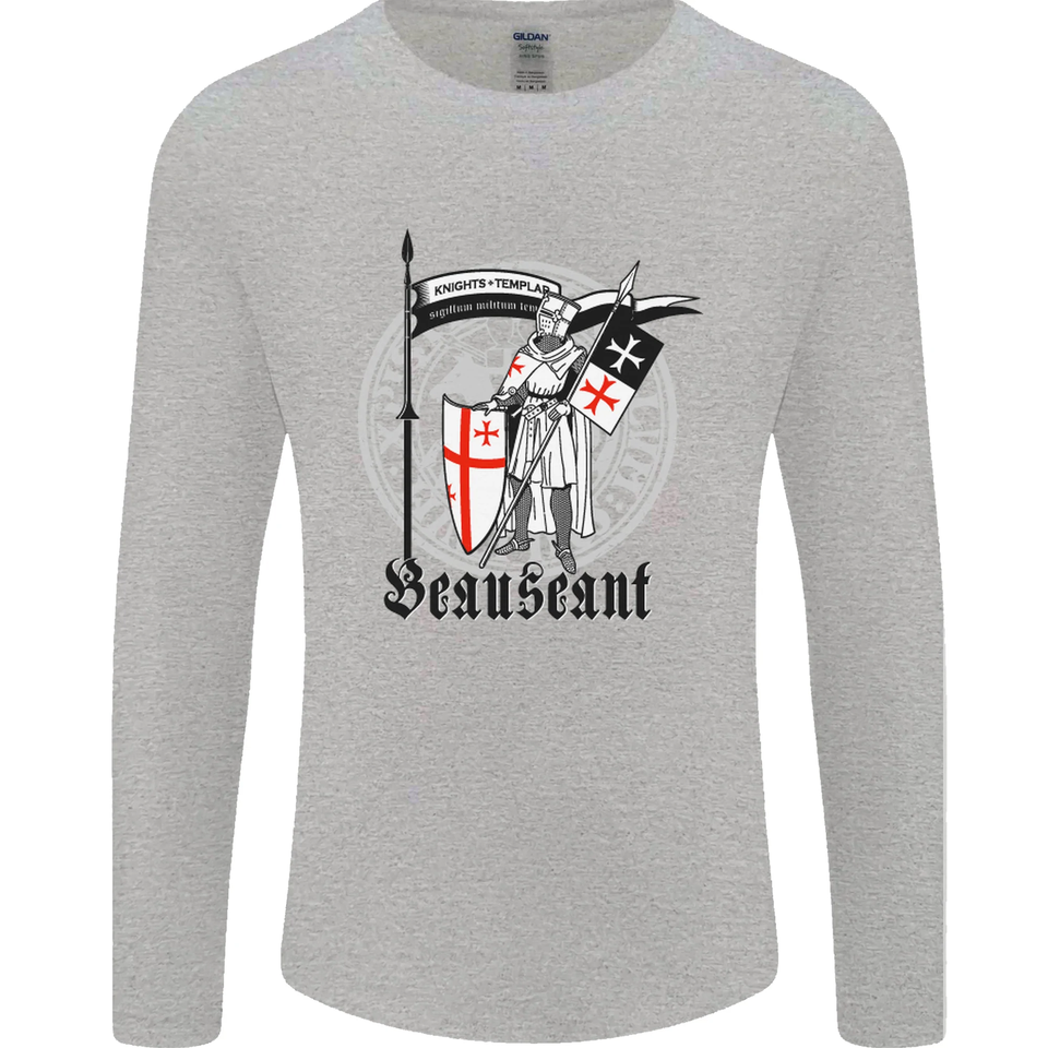 Knights Templar St Georges Day Beauseant Mens Long Sleeve T-Shirt | eBay UK