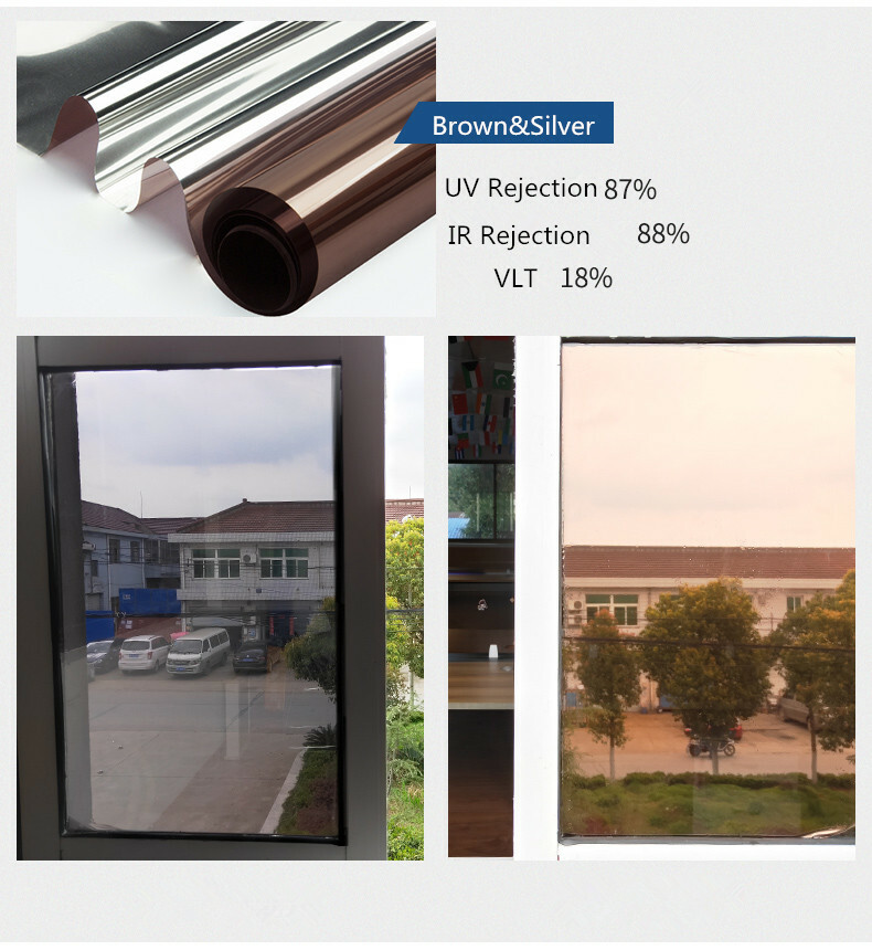 Bronze&Silver Reflective Window Tint Film One Way Privacy Solar Tint ...