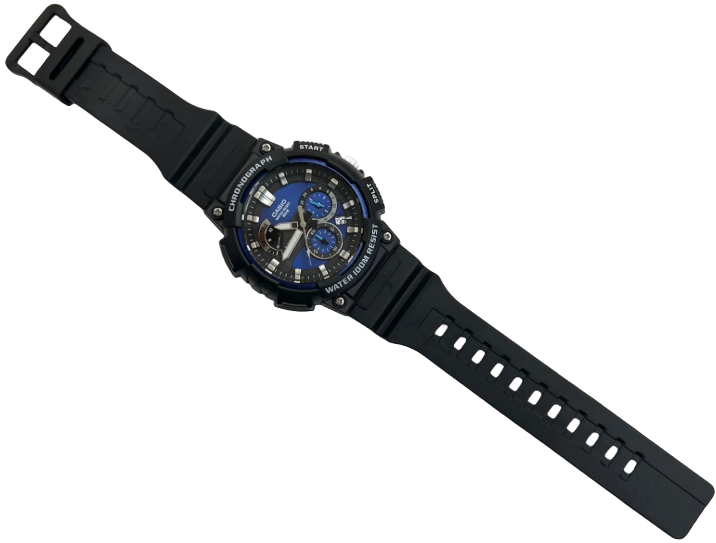 Casio 5490 MCW-200H Chronograph Black & Blue Analog Resin Sports Men's ...