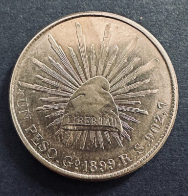 1899 Go RS Mexico Silver Peso -- Choice AU -- Cap and Rays | eBay