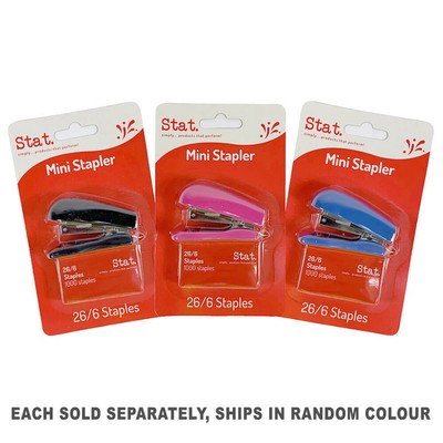 Stat Mini Stapler with Staples No. 26/6 Easy to Load Sturdy Compacts ...