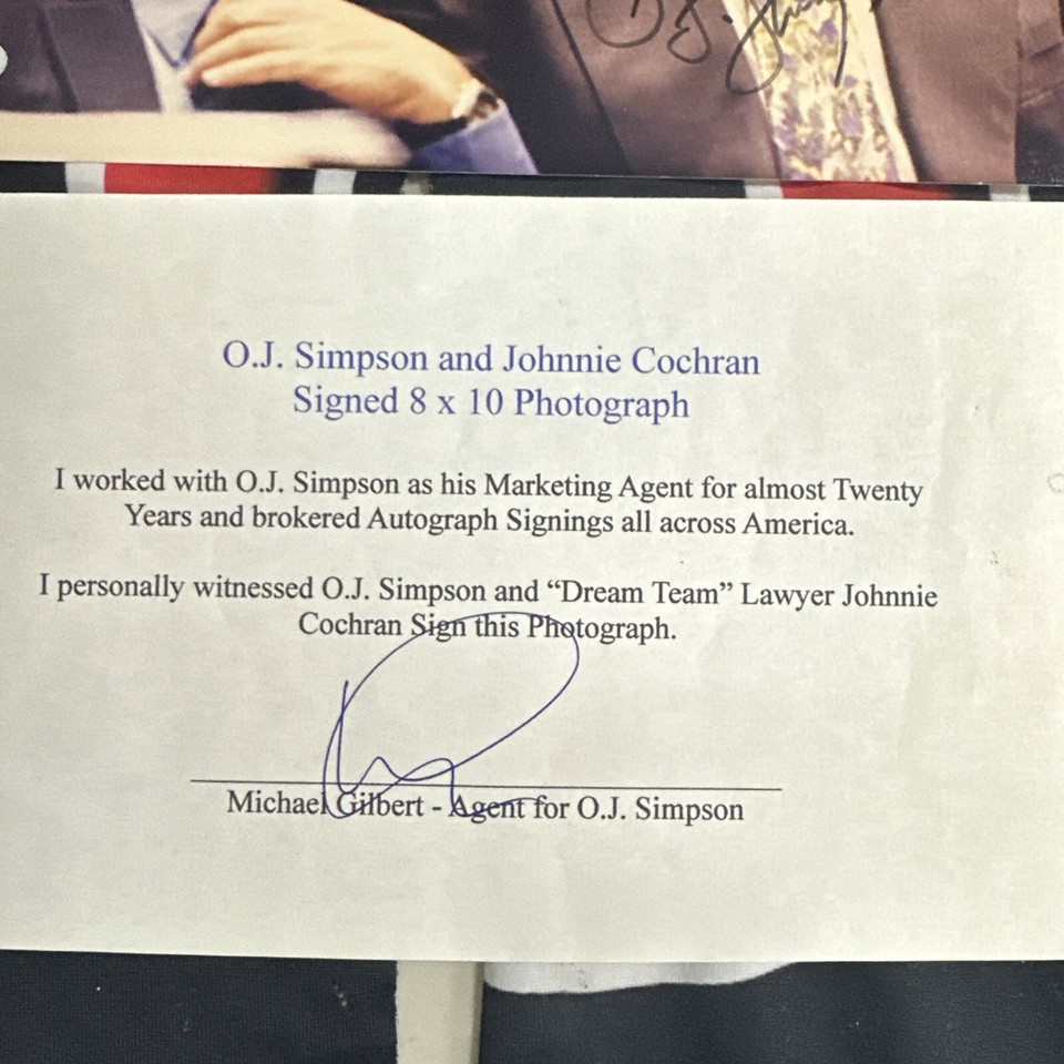 OJ Simpson & Johnnie Cochran Autographed Signed 8x10 Photo PSA | eBay