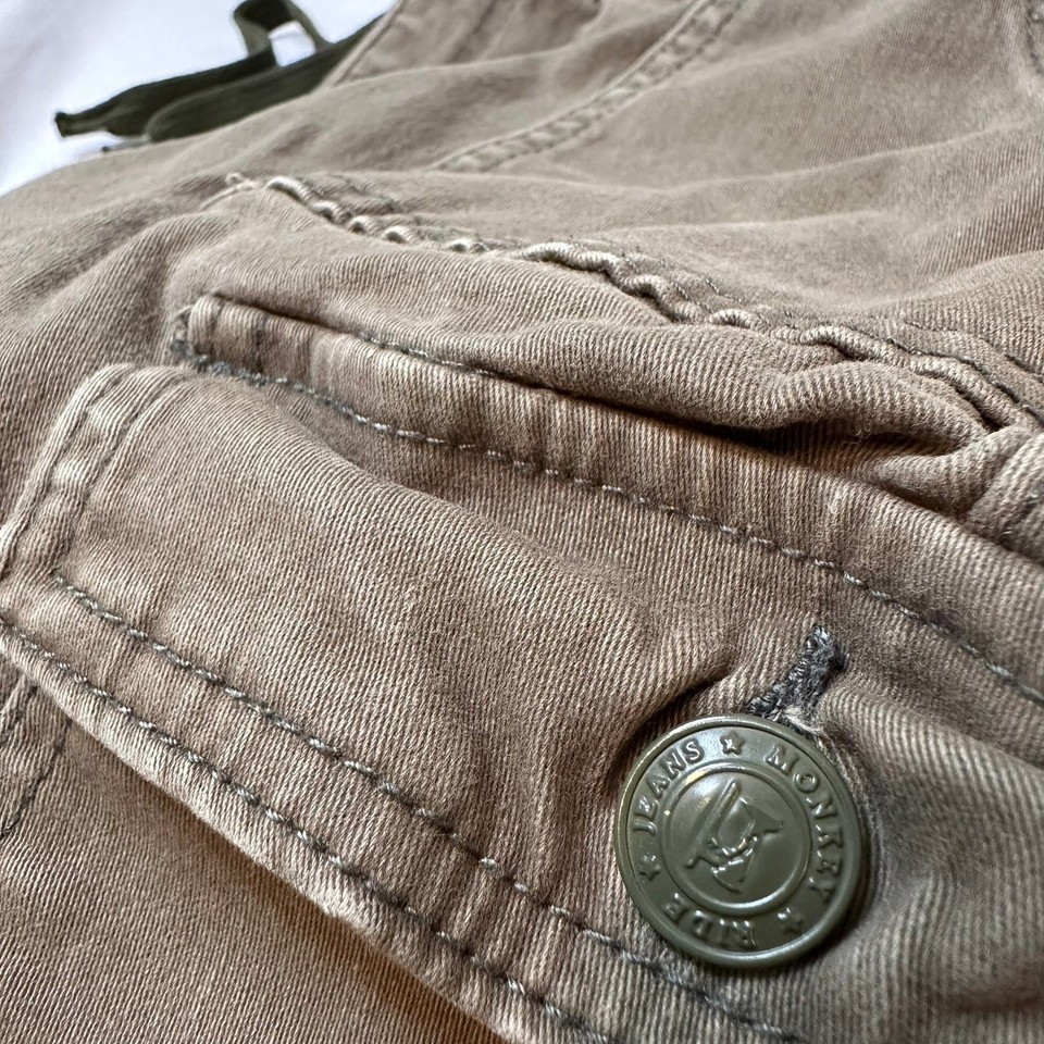 Monkey Ride Jeans Drawstring Army Green Utility Military Style Size 13/ ...