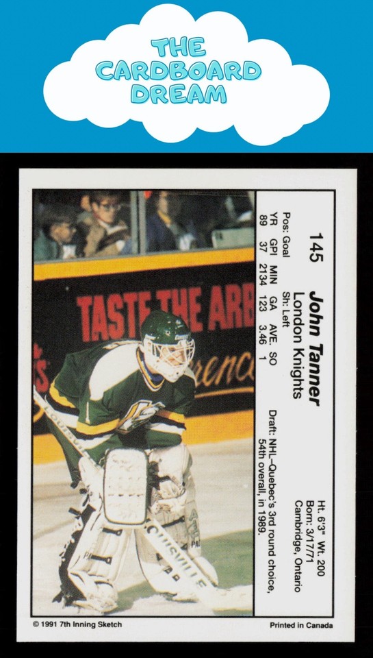 John Tanner 1990-91 7th Inning Sketch OHL #145 London Knights Hockey ...