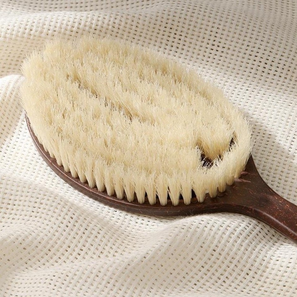 Wooden Bath Brush Pig Mane Soft Hair Rubbing Back Artifact Cleaning ...