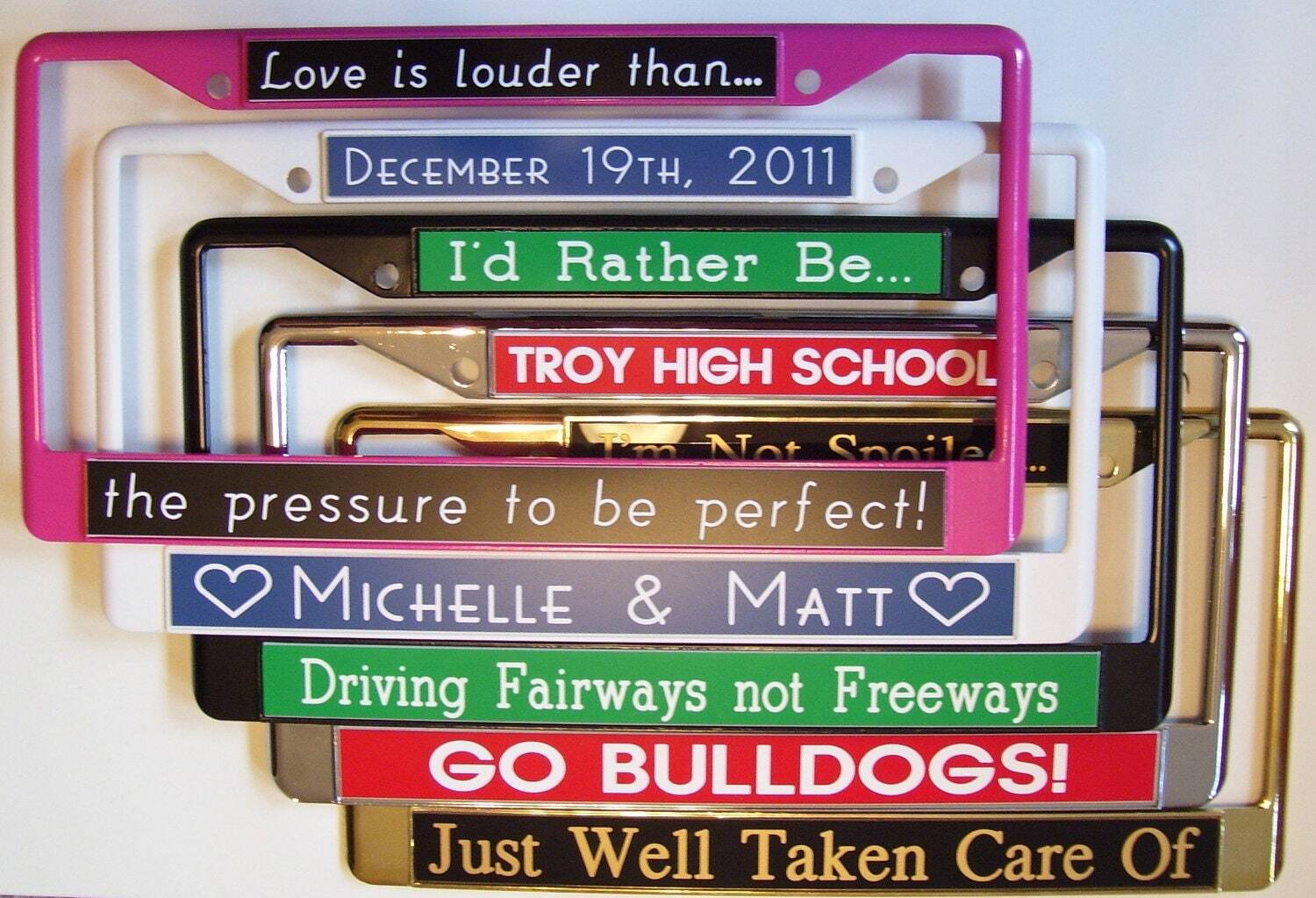 Ten custom personalized metal professionally laser engraved auto ...