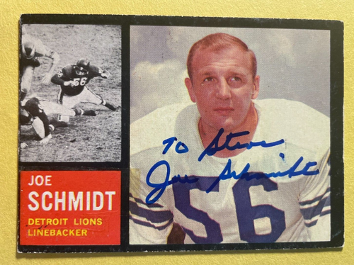 SIGNED JOE SCHMIDT 1962 TOPPS FOOTBALL CARD AUTOGRAPH - LIONS - HOF | eBay