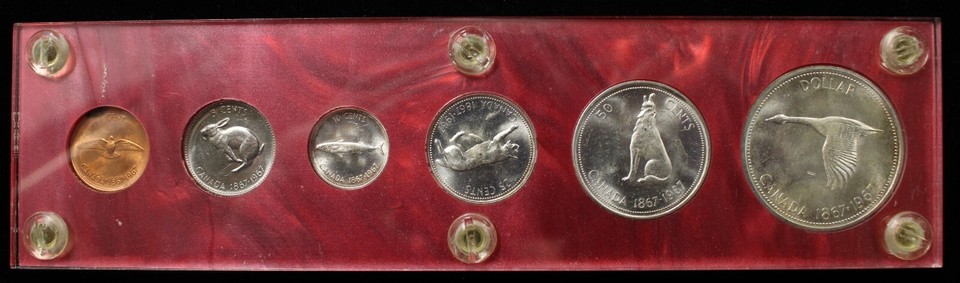 1967 Canadian 6 Coin Centennial Set in Red Plastic Holder (63241) | eBay