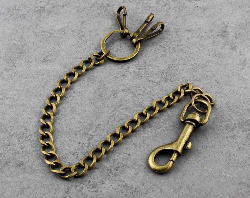 Mens Boys Brass Yellow Link Trucker Rocker Biker Keychain Key Jean ...