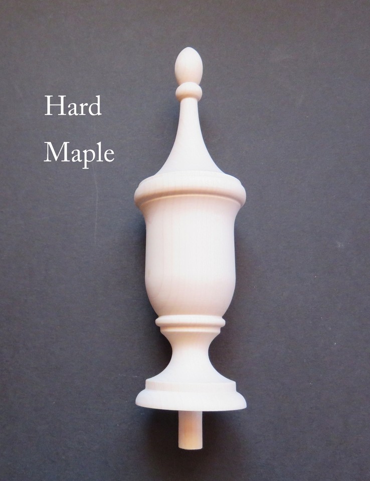 Wood bed post FINIAL 6 1/4" Oak Maple Cherry Mahogany Walnut #11 | eBay