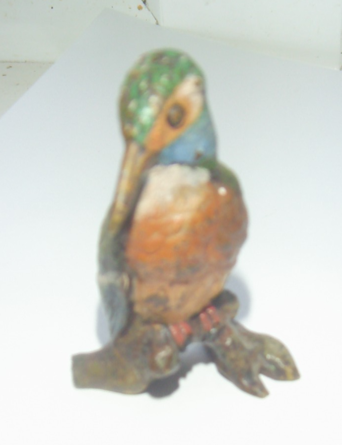 ANTIQUE AUSTRIA Cold Cast Iron Hand Painted " EXOTIC BIRD " SHOWING ...
