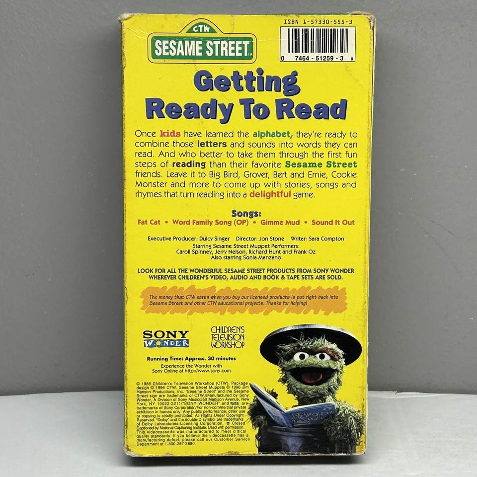Sesame Street Getting Ready to Read VHS Tape 1986 Video Tape CTW PBS Kids Rare! 74645125930| eBay