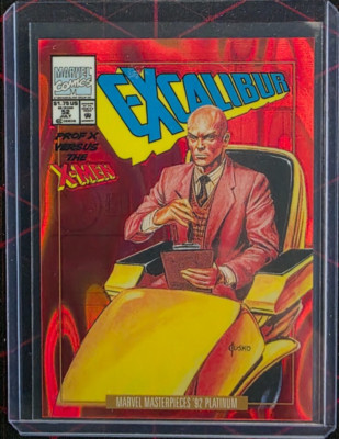2024 SkyBox Marvel Masterpieces 92 Platinum Professor X /25 Orange Lava ...