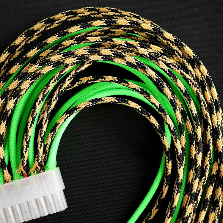 3/4/6/8/10/16mm Black+yellow PET Braided Mesh Tube Snakeskin Mesh 3 ...