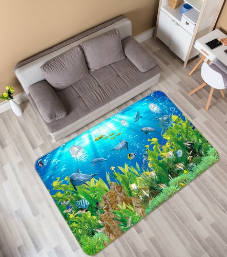 3D Green Seaweed Dolphin NAO11150 Game Rug Mat Elegant Photo Carpet Mat ...