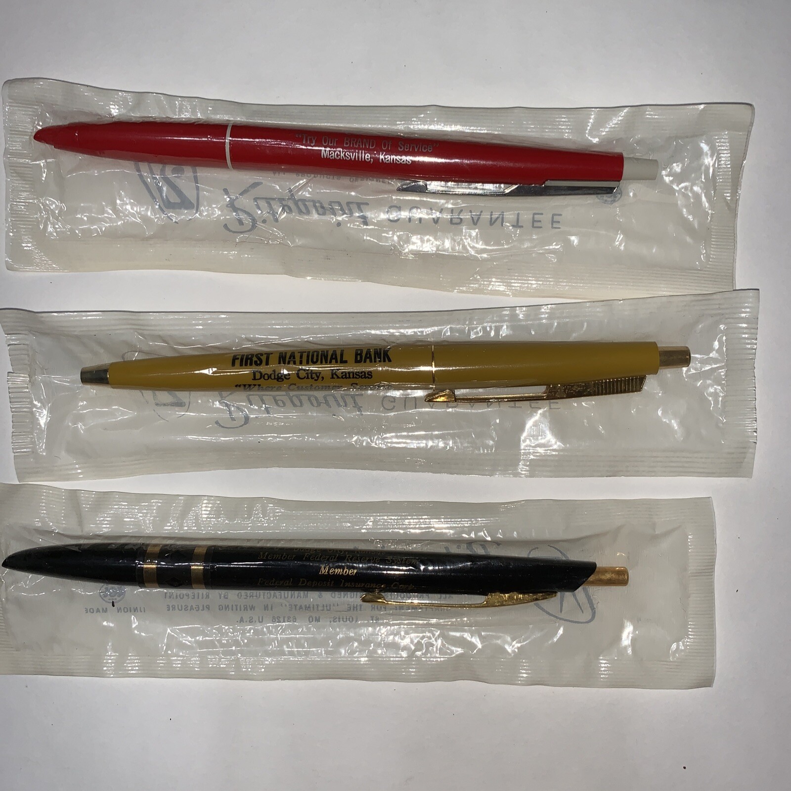 (3) Vtg NOS Ritepoint Bank Advertis Pens -First National , F&M State ...