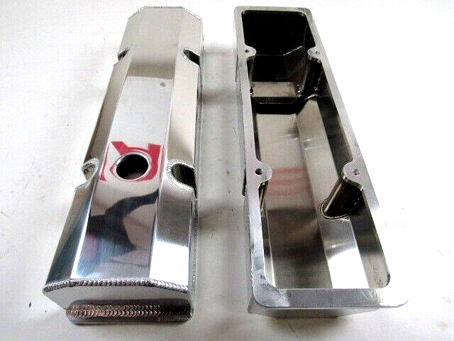 Chevy SBC 327 350 383 Fabricated Aluminum Tall Valve Covers Polished ...