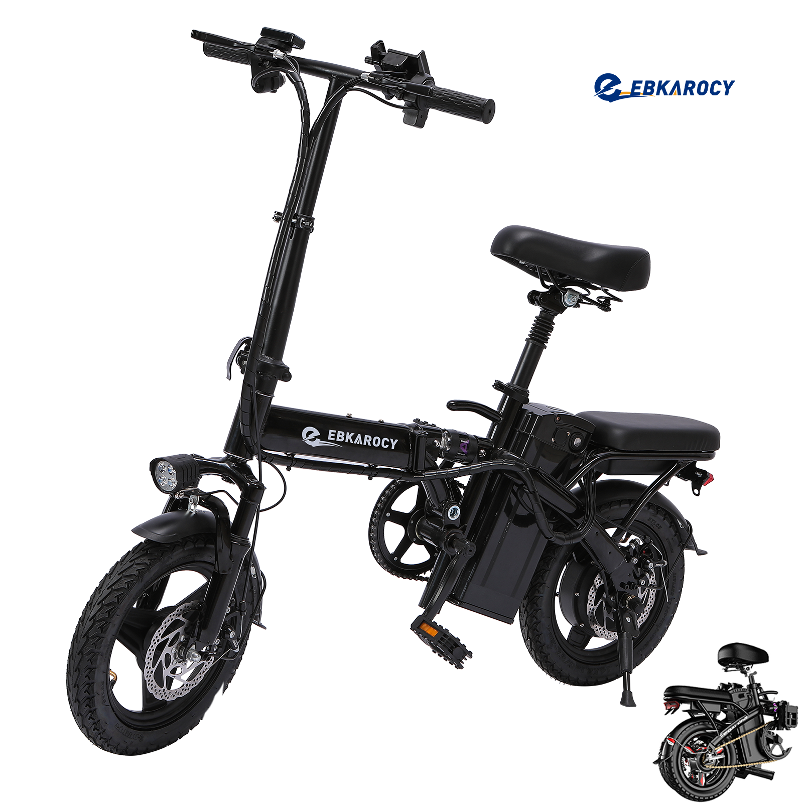 EBKAROCY 400W 14" Stretch Tire Folding Electric Bicycle Beach City ...