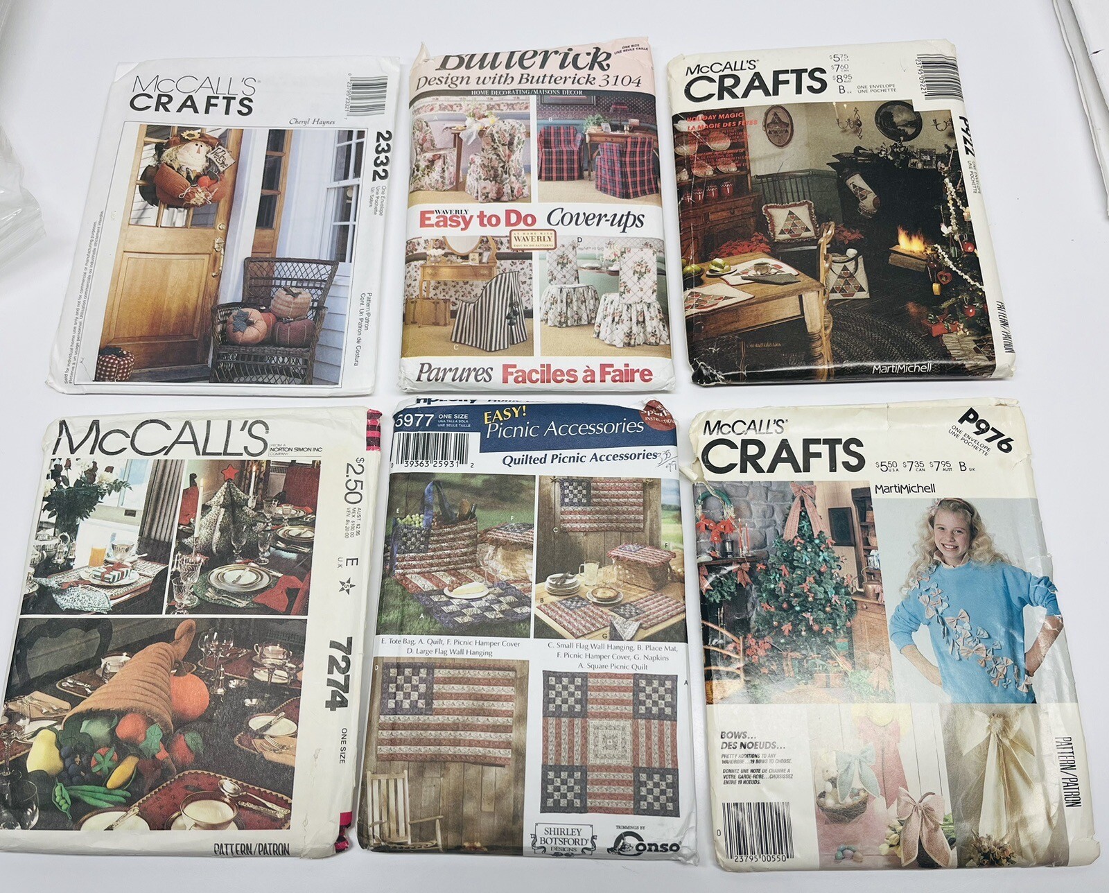 Lot of 6 New/Uncut McCall's Crafts Sewing Patterns Simplicity Picnic ...
