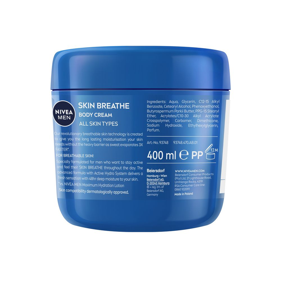 Nivea Men Skin Breath Body Cream, 13.5oz (400ml) (Pack of 6) | eBay
