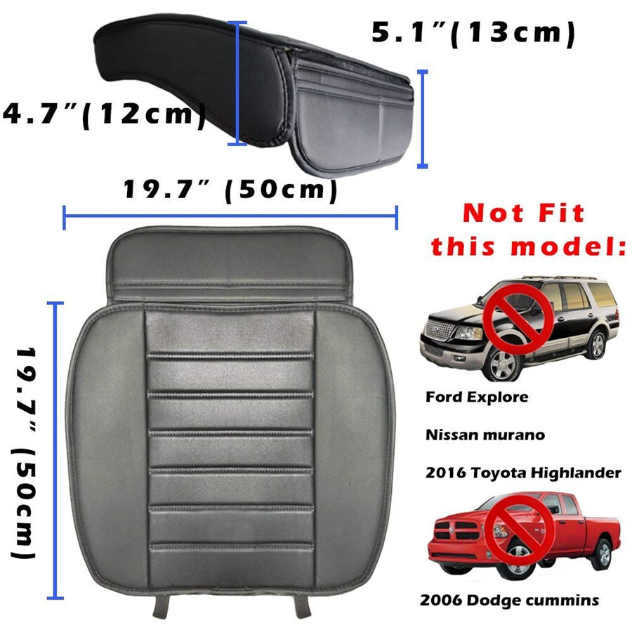 Grey PU Leather Driver Front Cushion Seat Cover W/Storage Bag For Car ...