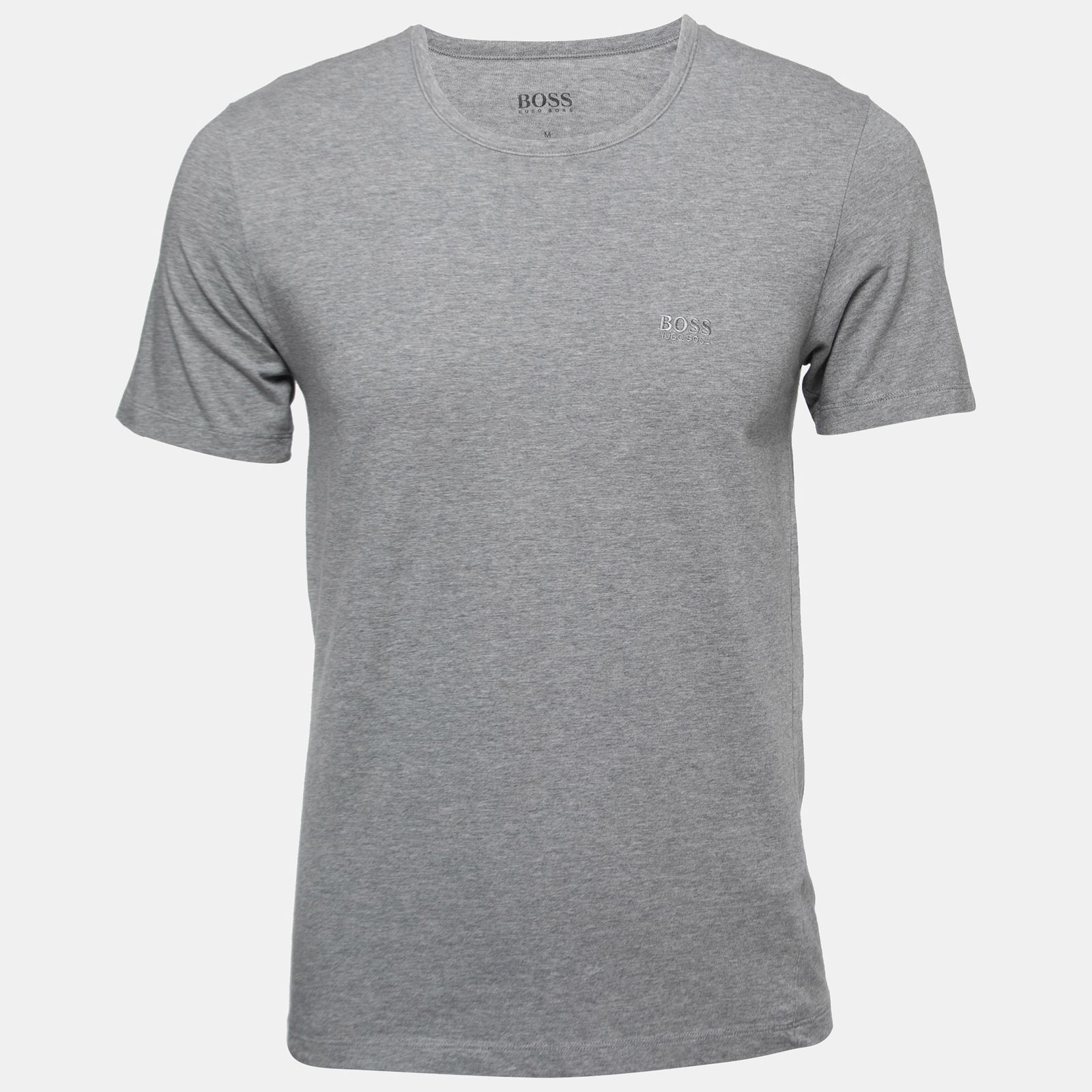 Boss By Hugo Boss Grey Cotton Logo Embroidered T-Shir… - Gem