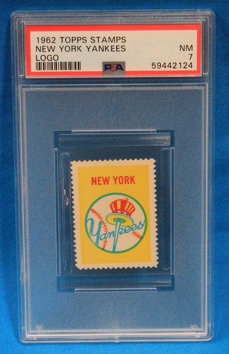 1962 TOPPS STAMPS PSA 7 NM # 59442124 NEW YORK YANKEES LOGO !!!! | eBay
