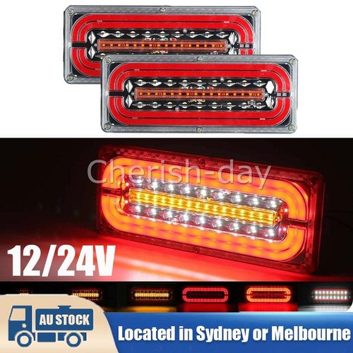 2X LED Tail Lights Sequential Indicator Trailer Ute Caravan Truck Stop ...