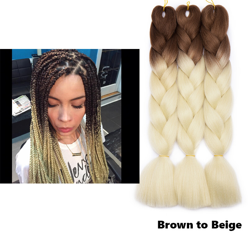 Any Color 24" Braiding Ombre Rainbow 100g Jumbo Braids Hair Extensions ...