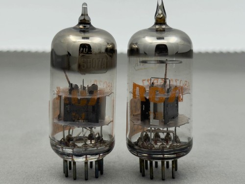 (2) RCA 6BQ7A 6BZ7 Vacuum Tubes Black Plates O Getters Tests Strong ...