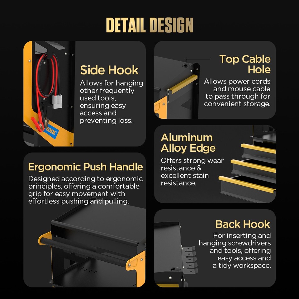 Rolling Tool Cart Utility Tool Trolley Garage Storage Tool 4 Drawers ...