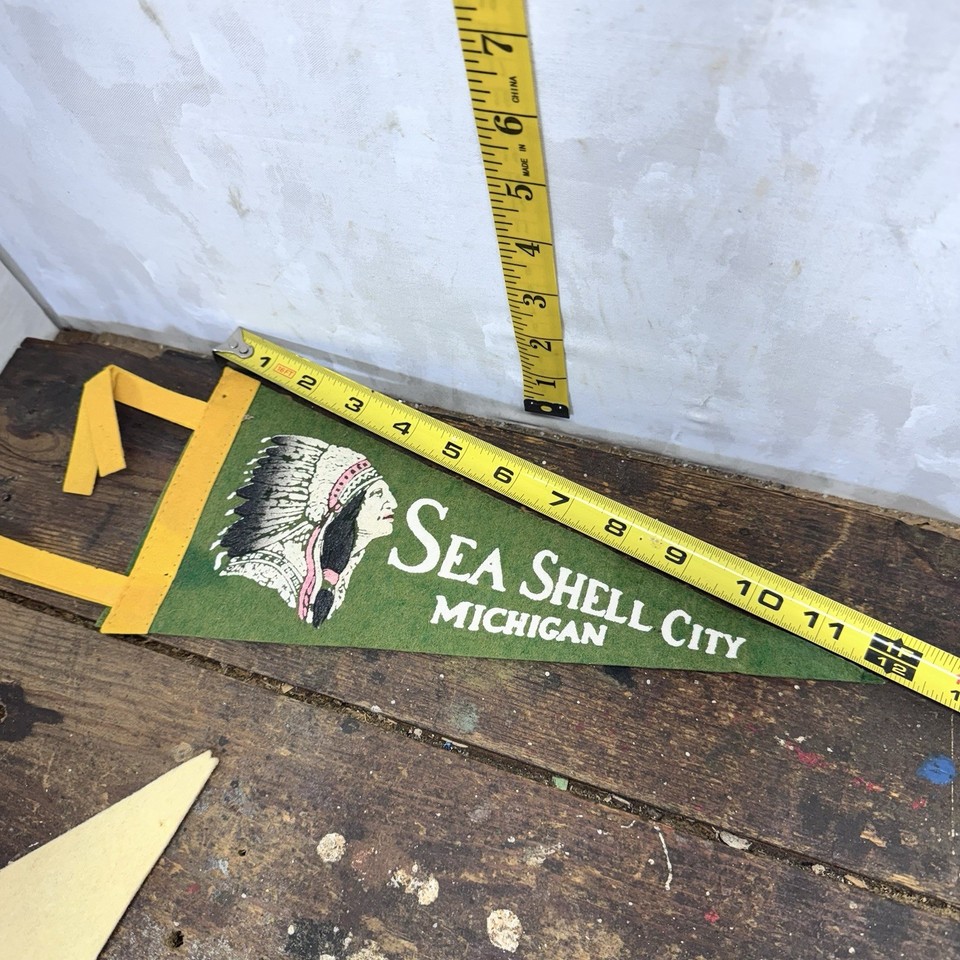 Sea Shell City Michigan Vintage Fabric Pennant Banner Flag Souvenir | eBay